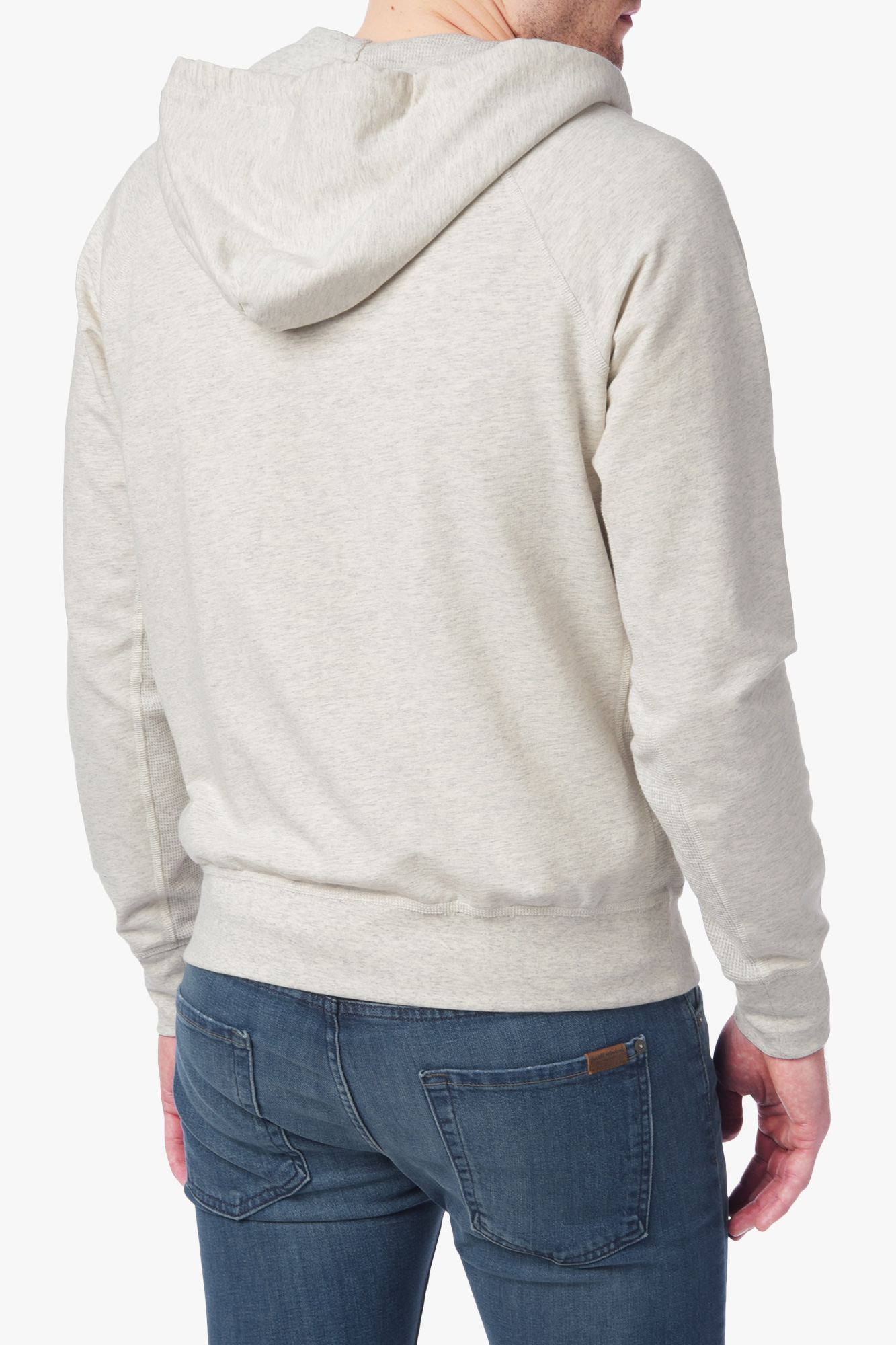 7 for all mankind Zip Up Raglan Hoodie In Heather Oatmeal in White for ...