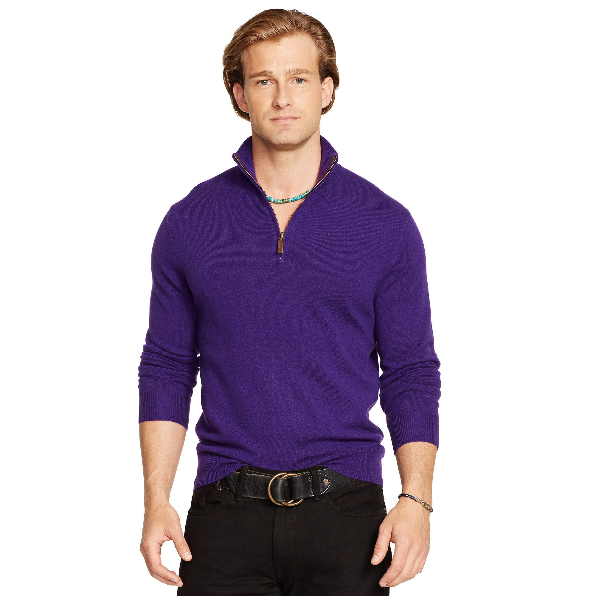 Lyst - Polo Ralph Lauren Cashmere Half-Zip Sweater in Purple for Men