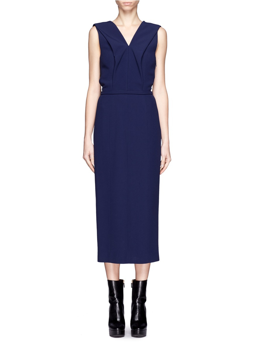 Haider Ackermann Vshaped Neckline and Low Back Midi Dress in Blue (Blue ...