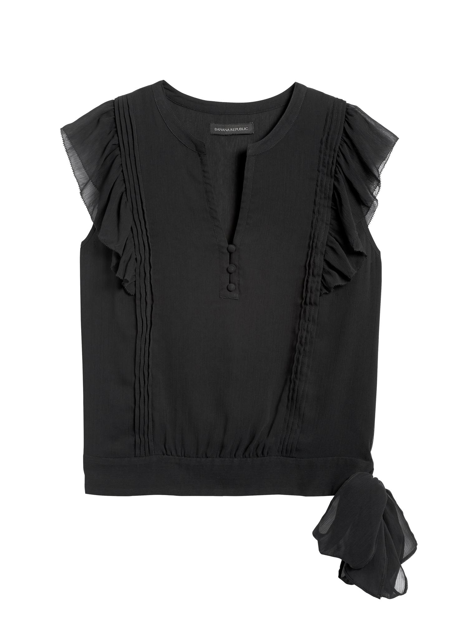 Banana Republic Ruffle Blouse In Black Lyst