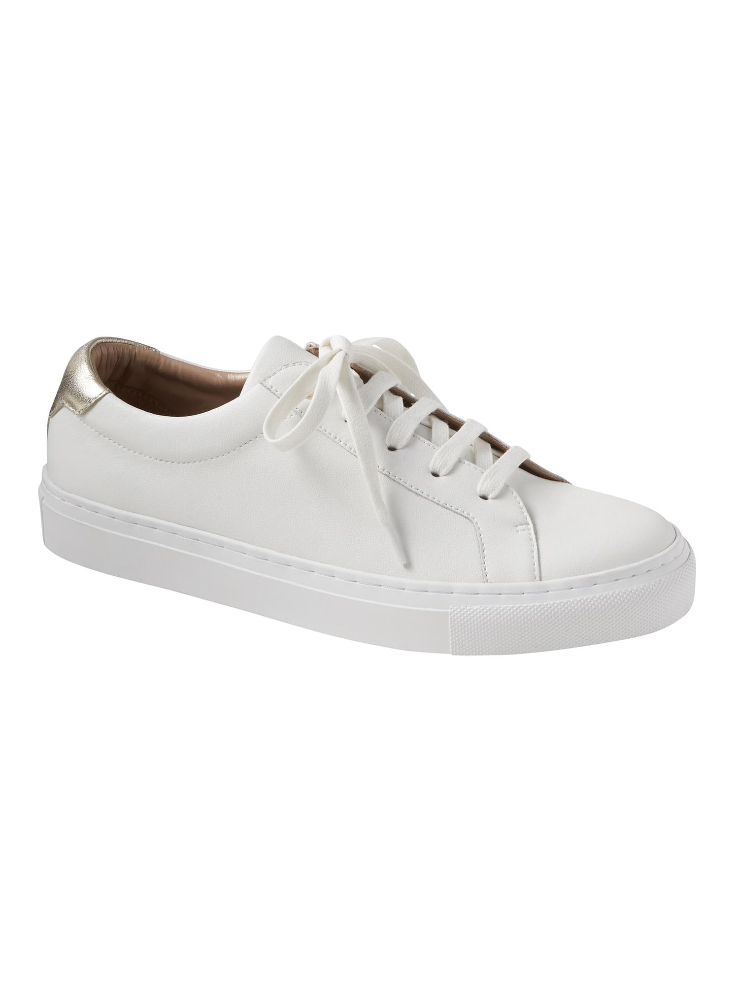 Banana Republic Essential Leather Sneaker in White Leather (White) - Lyst