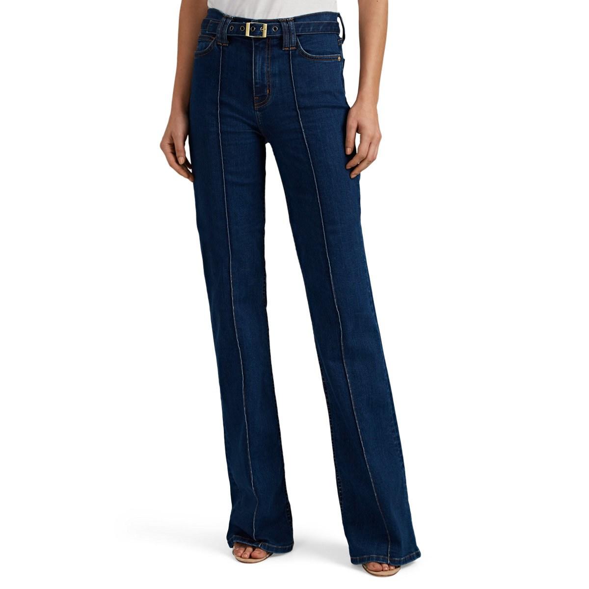 Current/Elliott Denim Scorpio Belted High-rise Flared Jeans in Blue - Lyst