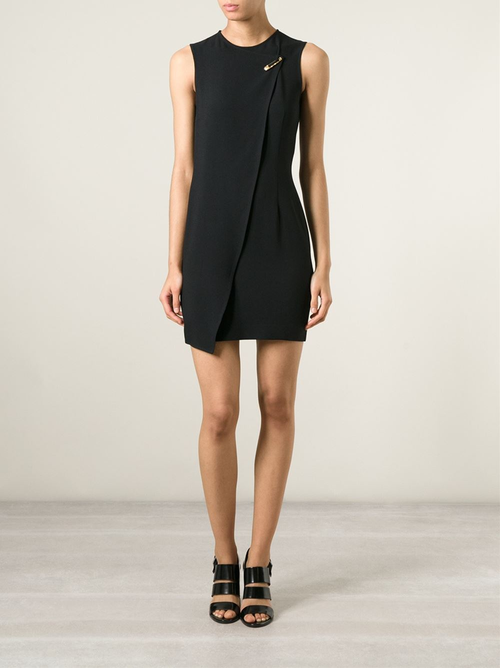 Versus Safety Pin Detail Dress In Black Lyst
