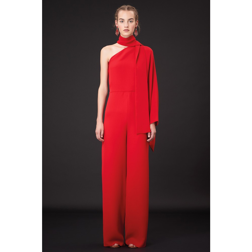 Valentino Silk Jumpsuit in Red | Lyst
