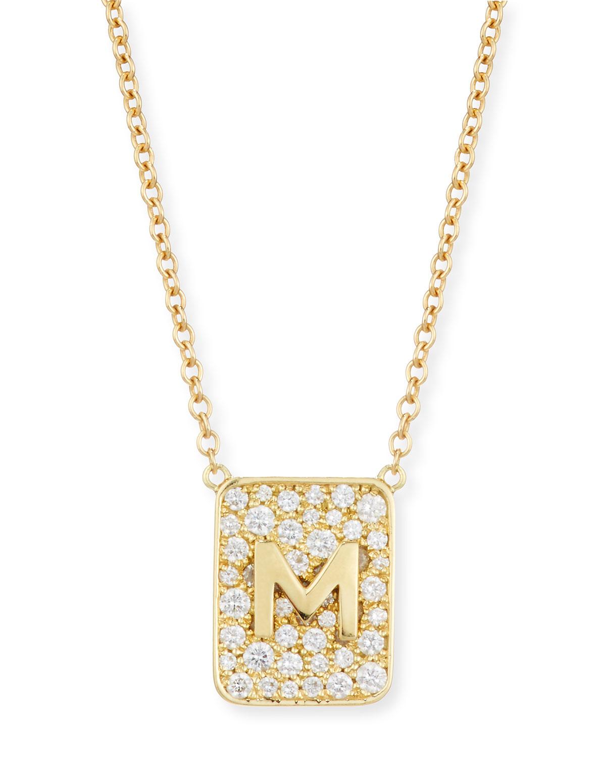 Jemma Wynne Personalized Diamond Tablet Necklace In 18k Gold in ...