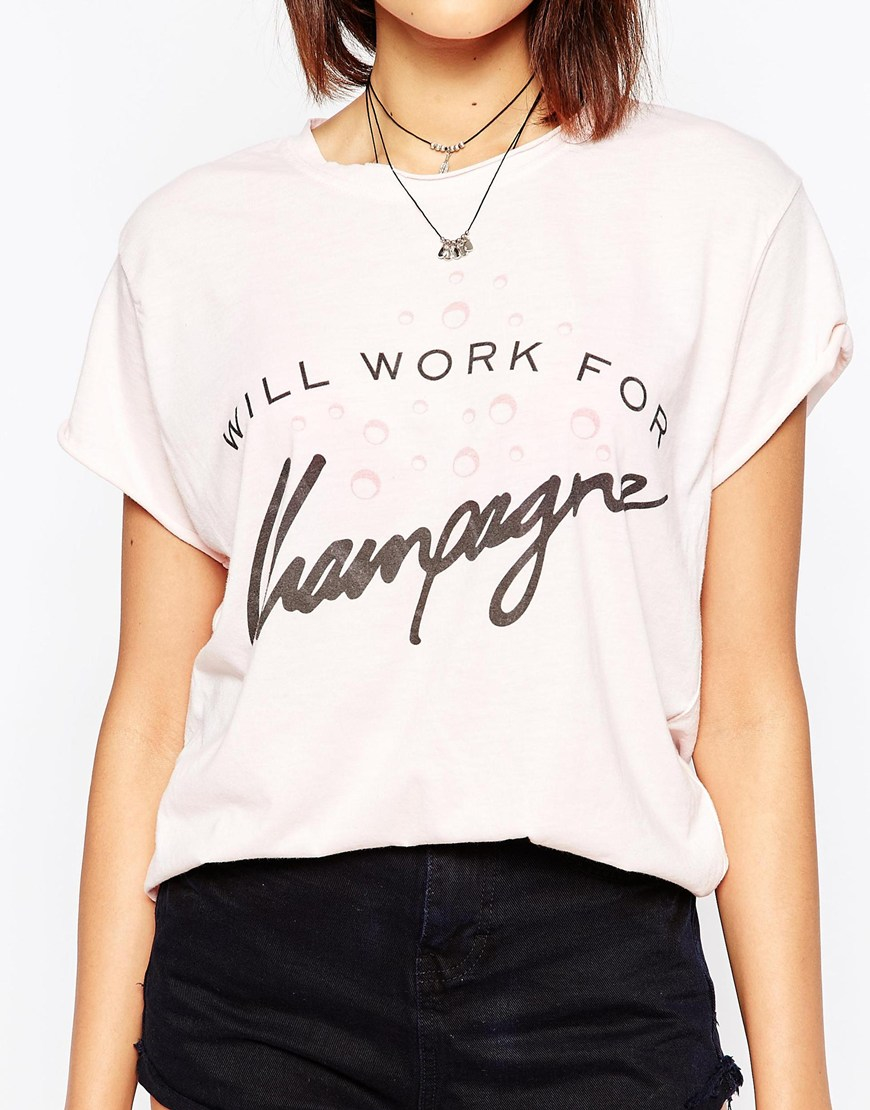 The laundry room Will Work For Champagne T-shirt in Pink | Lyst
