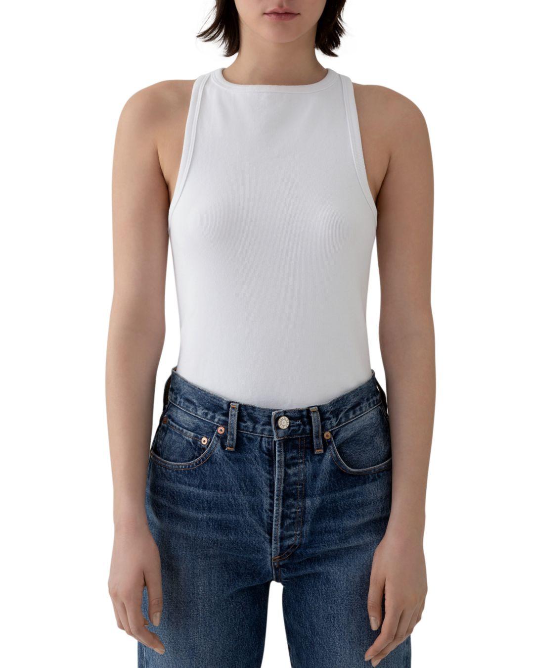 Agolde Ribbed High - Neck Tank in White - Lyst