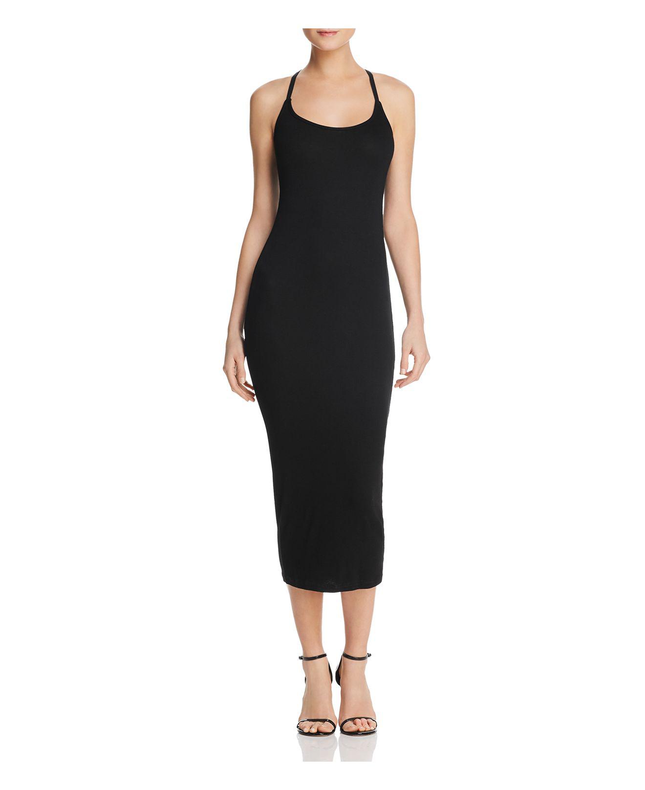 Olivaceous Rib-knit Midi Dress in Black - Lyst