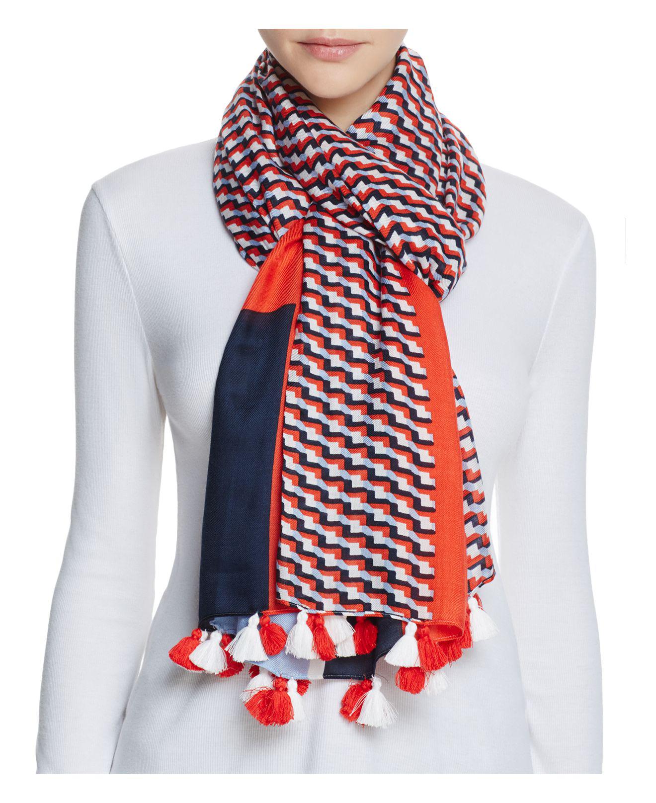 Lyst - Tory Burch Windsurf Color-block Logo Scarf