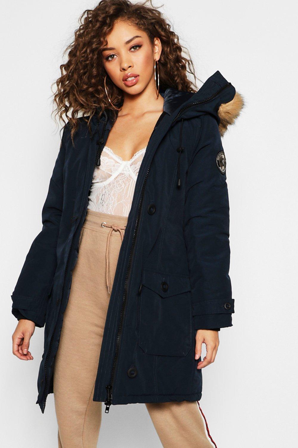 Boohoo Arctic Padded Jacket With Faux Fur Trim in Black - Save 13% - Lyst