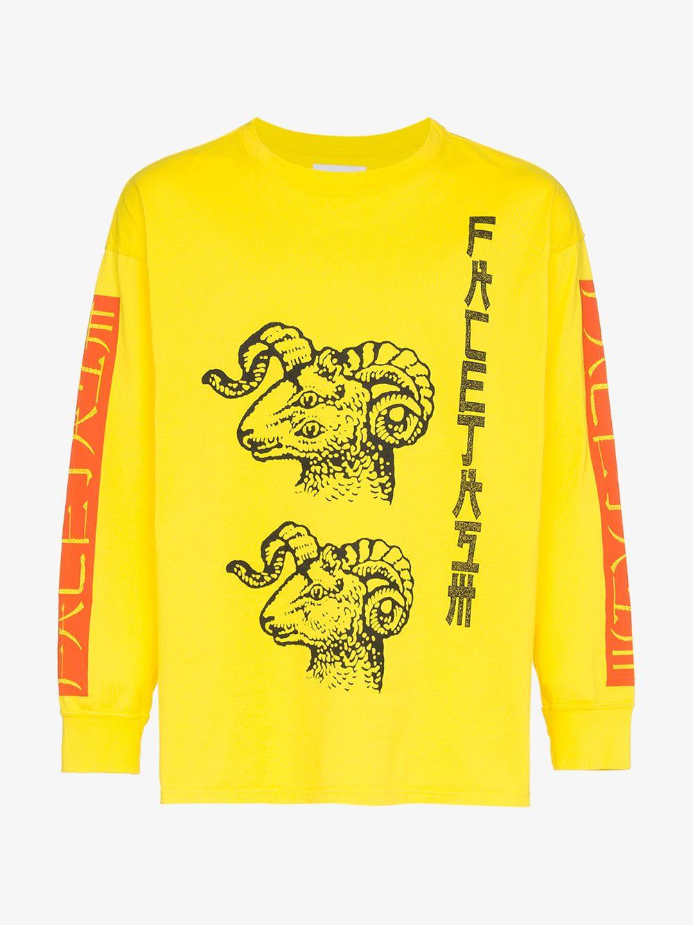 Lyst - Facetasm Yellow Graphic Print Long-sleeved Cotton T-shirt in ...