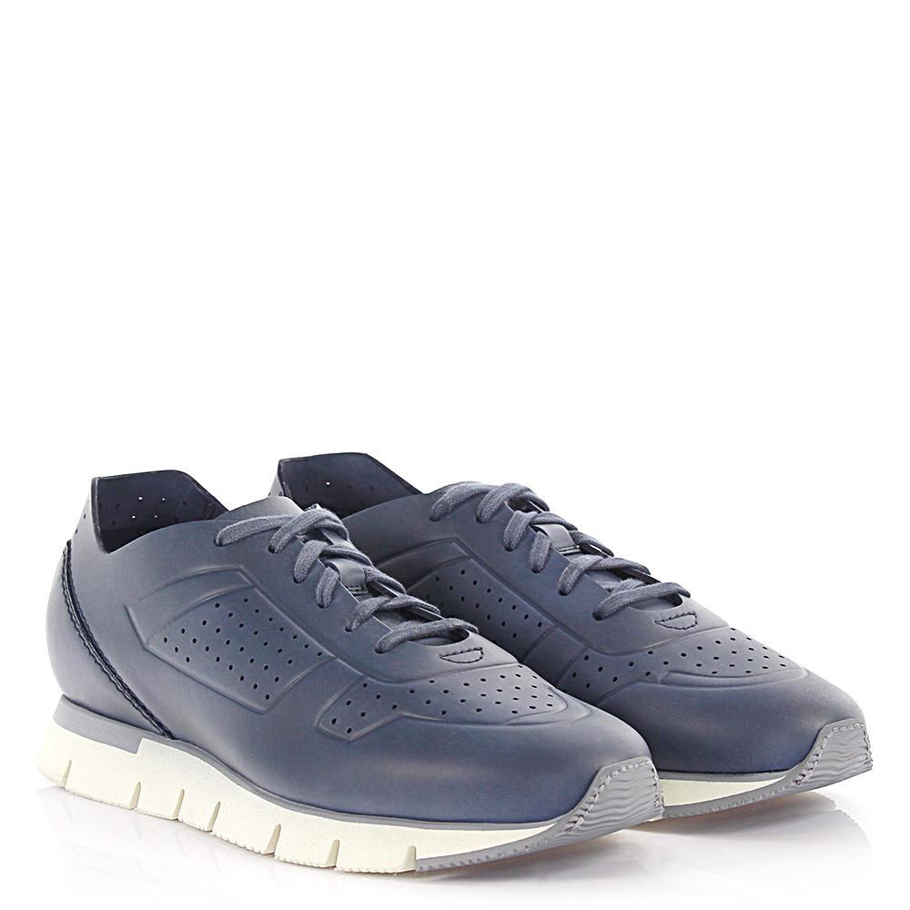 Santoni Sneakers 20015 Leather Blue Perforated in Blue for Men - Lyst