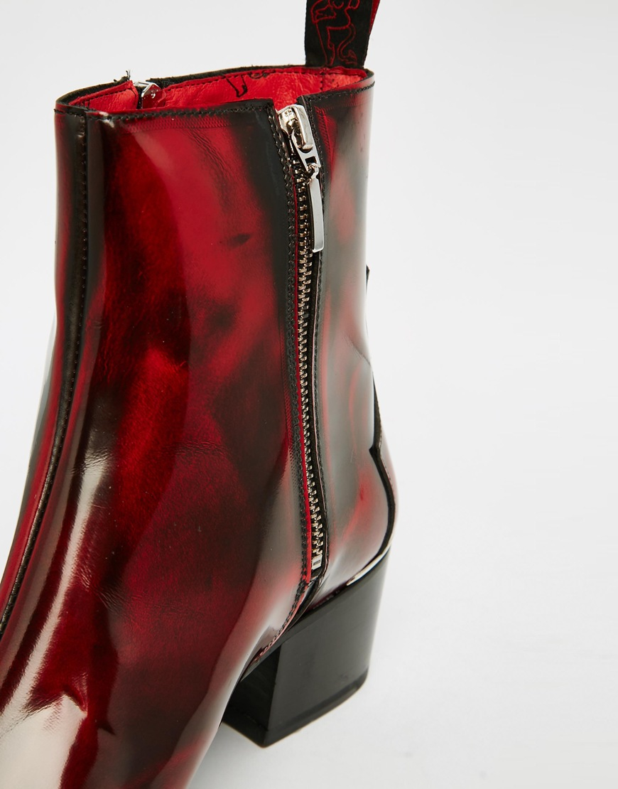Jeffery West Zip Cuban Heel Boots in Red for Men - Lyst
