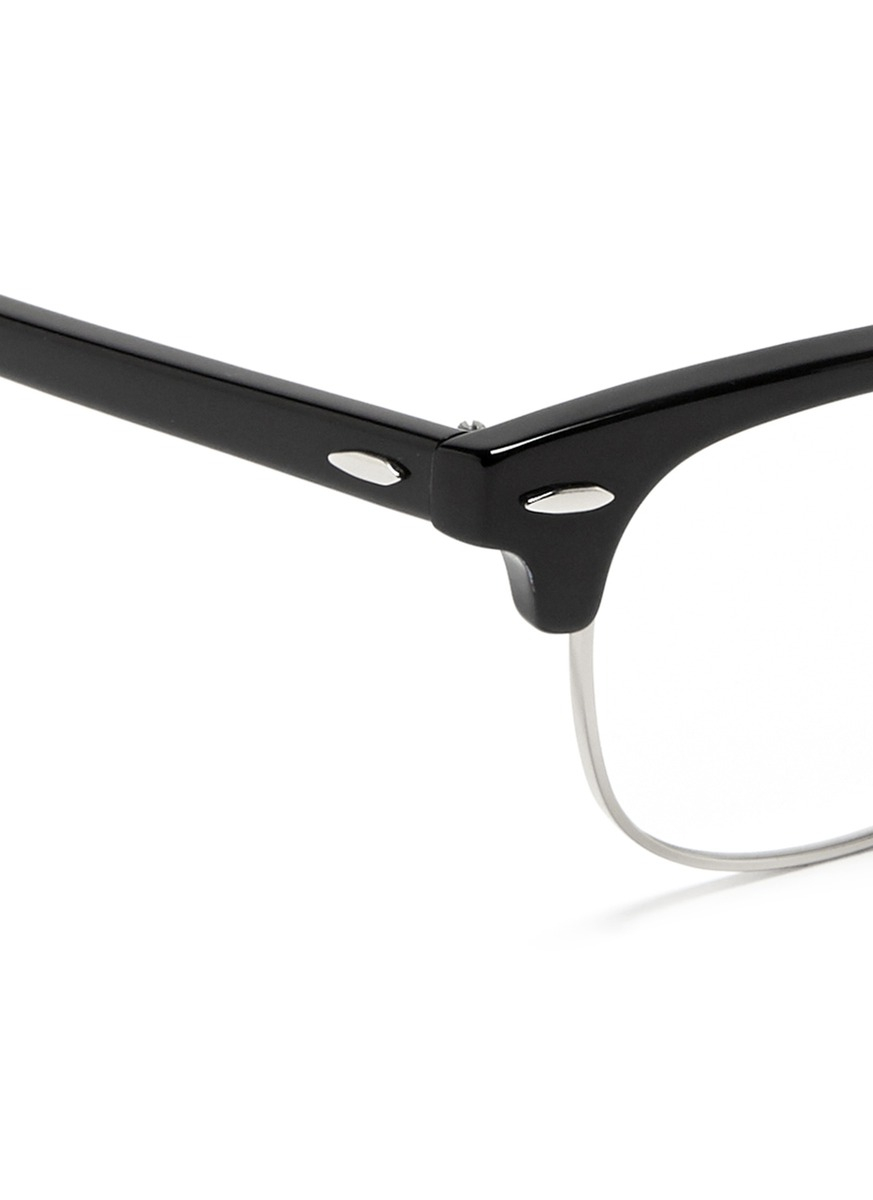 Ray Ban Clubmaster Acetate Browline Optical Glasses In Black Lyst