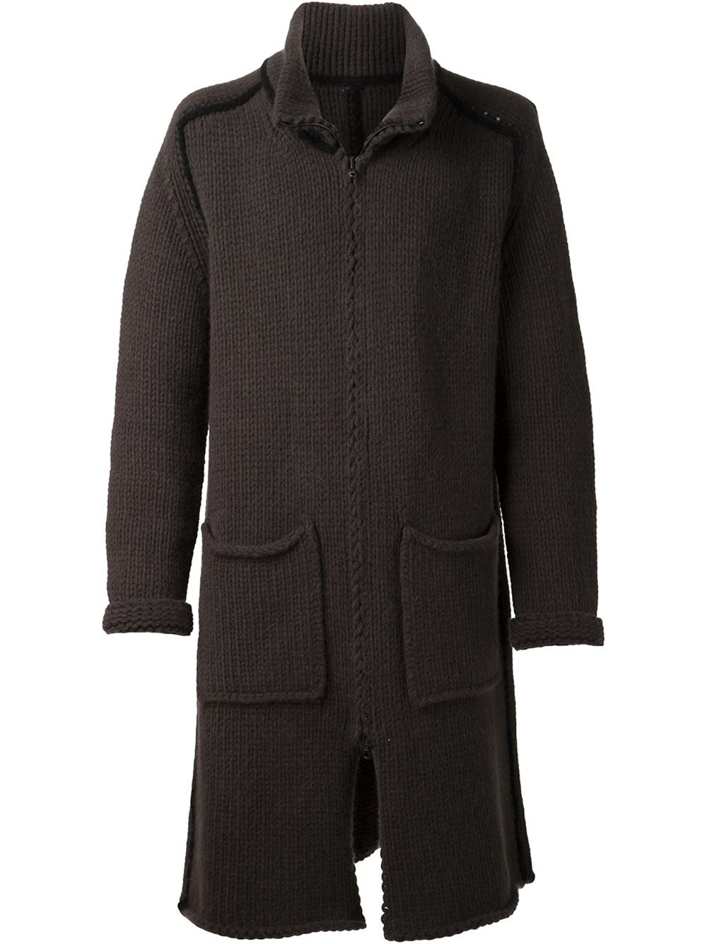 Lyst - Label under construction Hand Stitched Knit Coat in Gray for Men