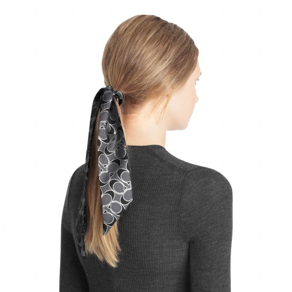 Lyst - Coach Signature Metallic Ponytail Scarf in Black