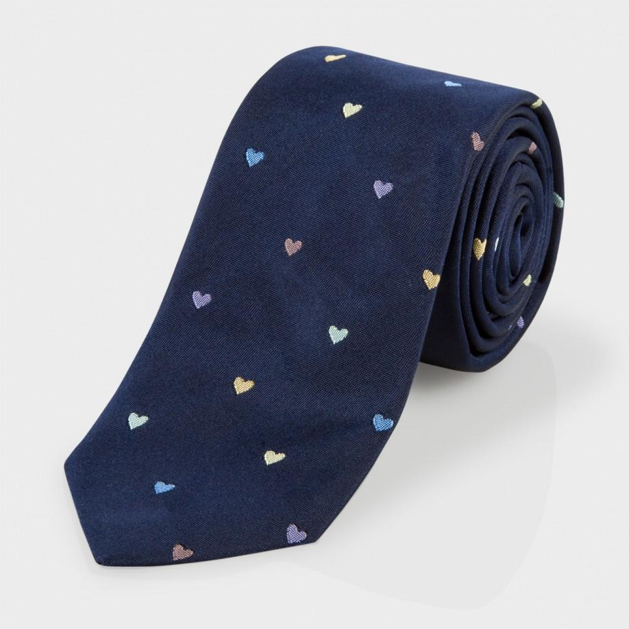 Lyst - Paul Smith Men's Navy Heart Spot Narrow Silk Tie in Blue for Men