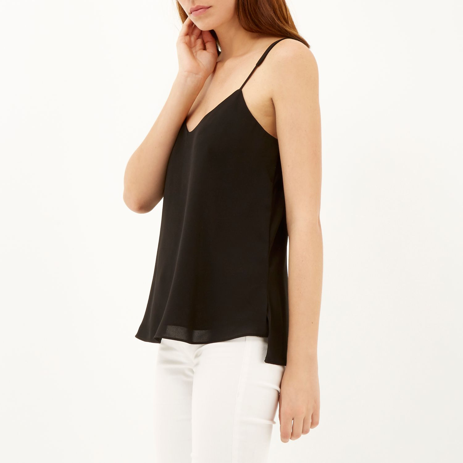 River Island Black V Neck Cami Top Lyst