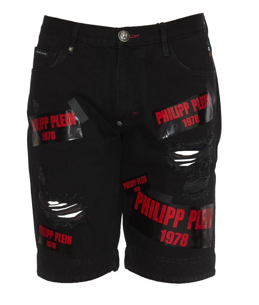 Lyst - Philipp Plein Patch Detail Shorts in Black for Men