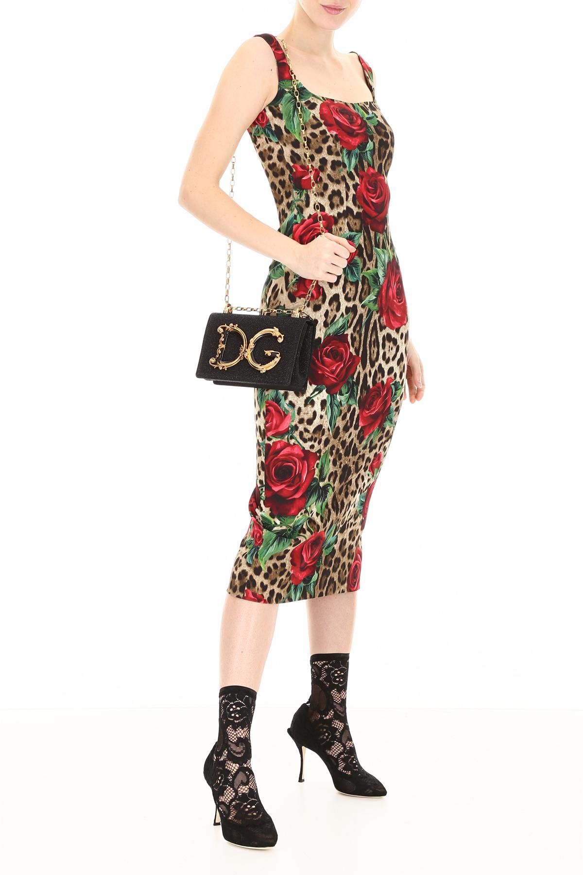 Dolce And Gabbana Sleeveless Square Neck Rose And Leopard Print Dress Lyst