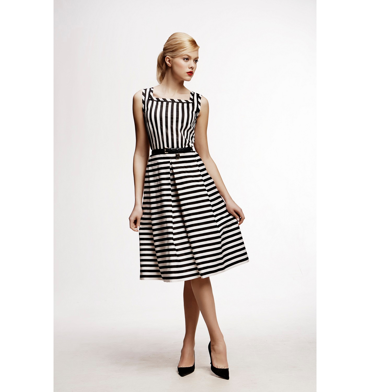 Lyst - Rumour London Riviera Striped Sleeveless Dress in Black