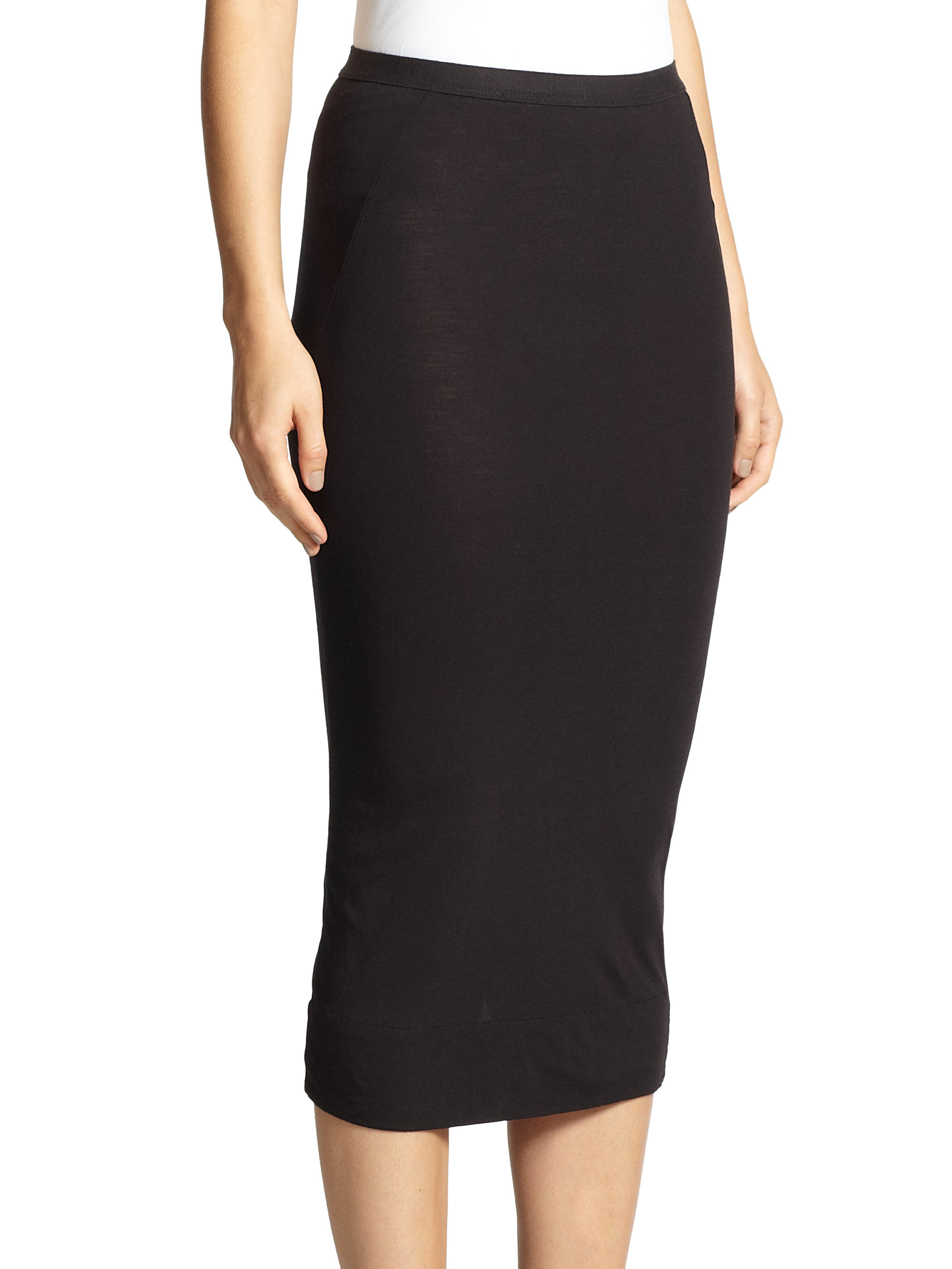 Lyst - Rick Owens Lilies Jersey Pencil Skirt in Black