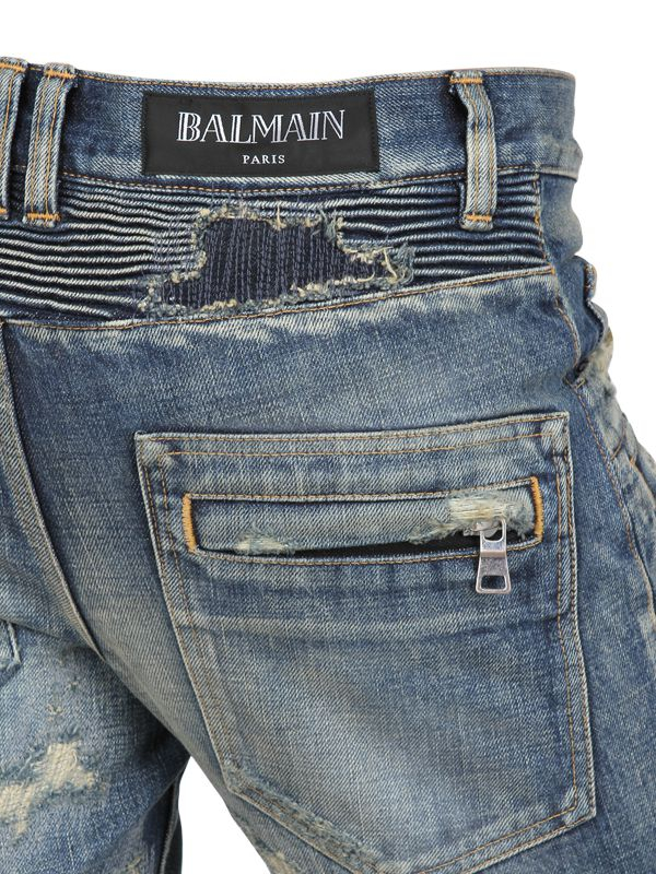 Balmain 18cm Destroyed Denim Biker Jeans in Blue for Men | Lyst Balmain 18cm Destroyed Denim Biker Jeans in Blue for Men | Lyst