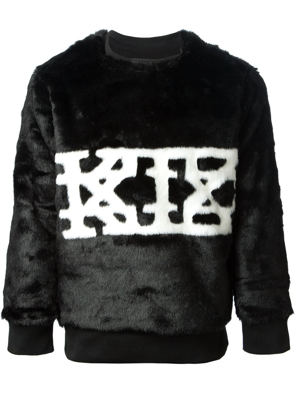 Lyst - Ktz Faux Fur Sweatshirt in Black for Men