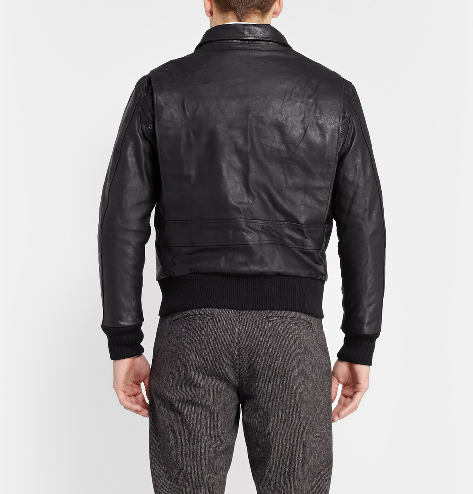 Officine Generale Leather Flight Jacket in Black for Men - Lyst