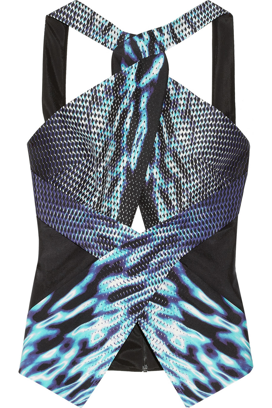 Lyst Dion Lee Printed Silk Top In Blue