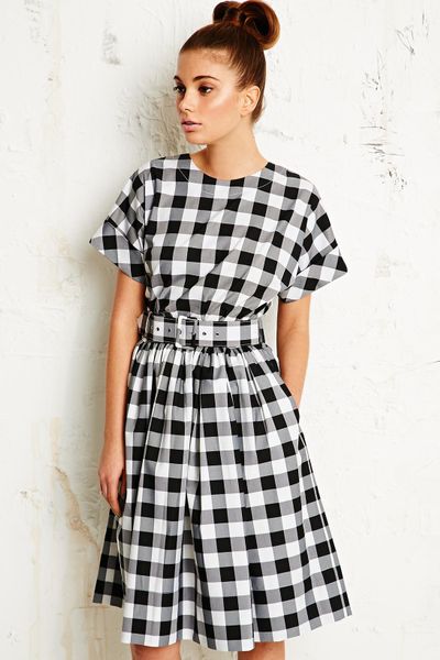 Antipodium Hatchet Gingham Dress in Black in Black | Lyst