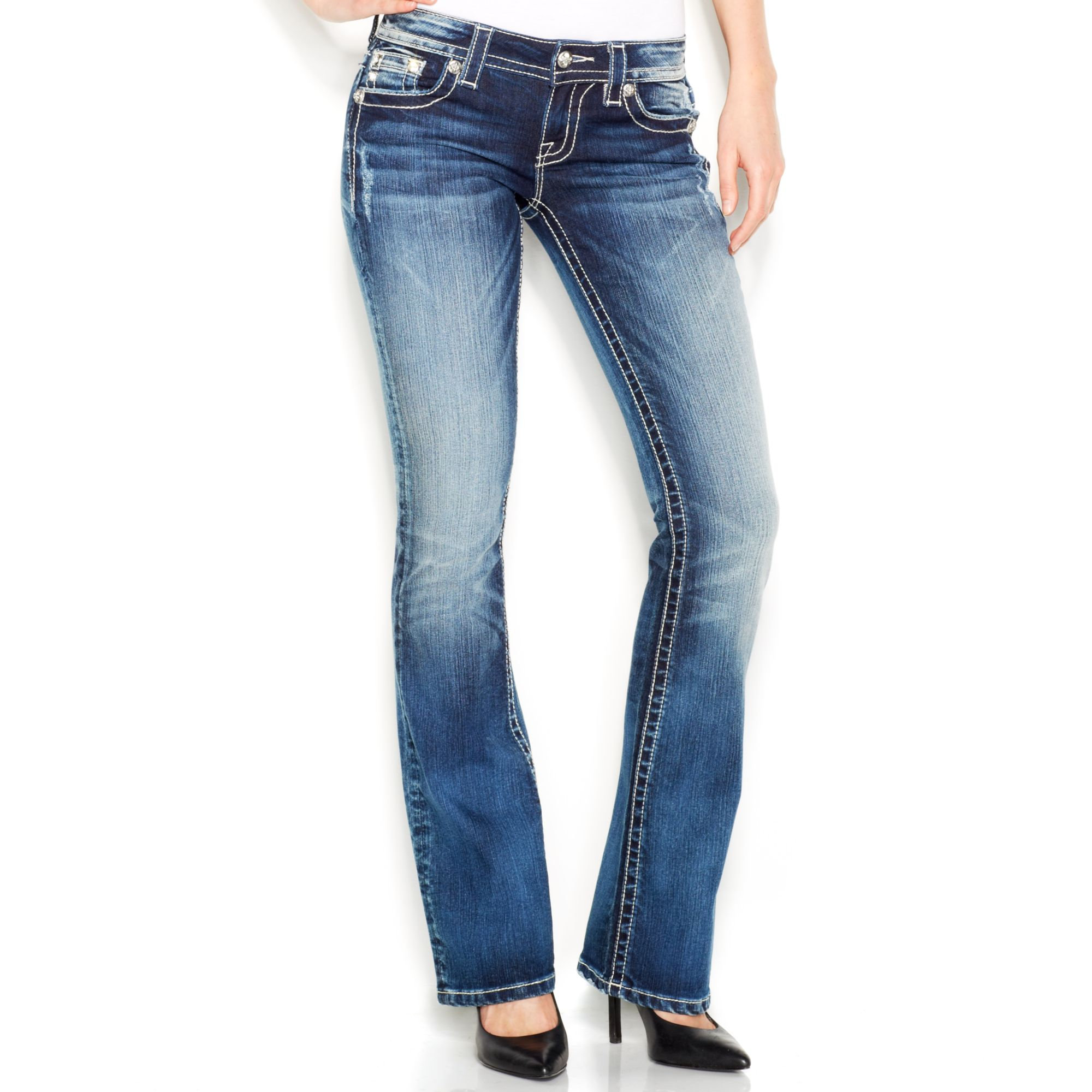 Lyst Miss Me Studded Rhinestone Bootcut Jeans In Blue Lyst Miss Me Studded Rhinestone Bootcut Jeans In Blue