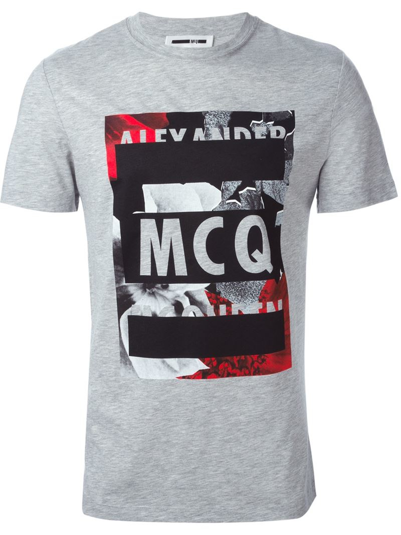 McQ Logo Print T-shirt in Grey (Gray) for Men - Lyst