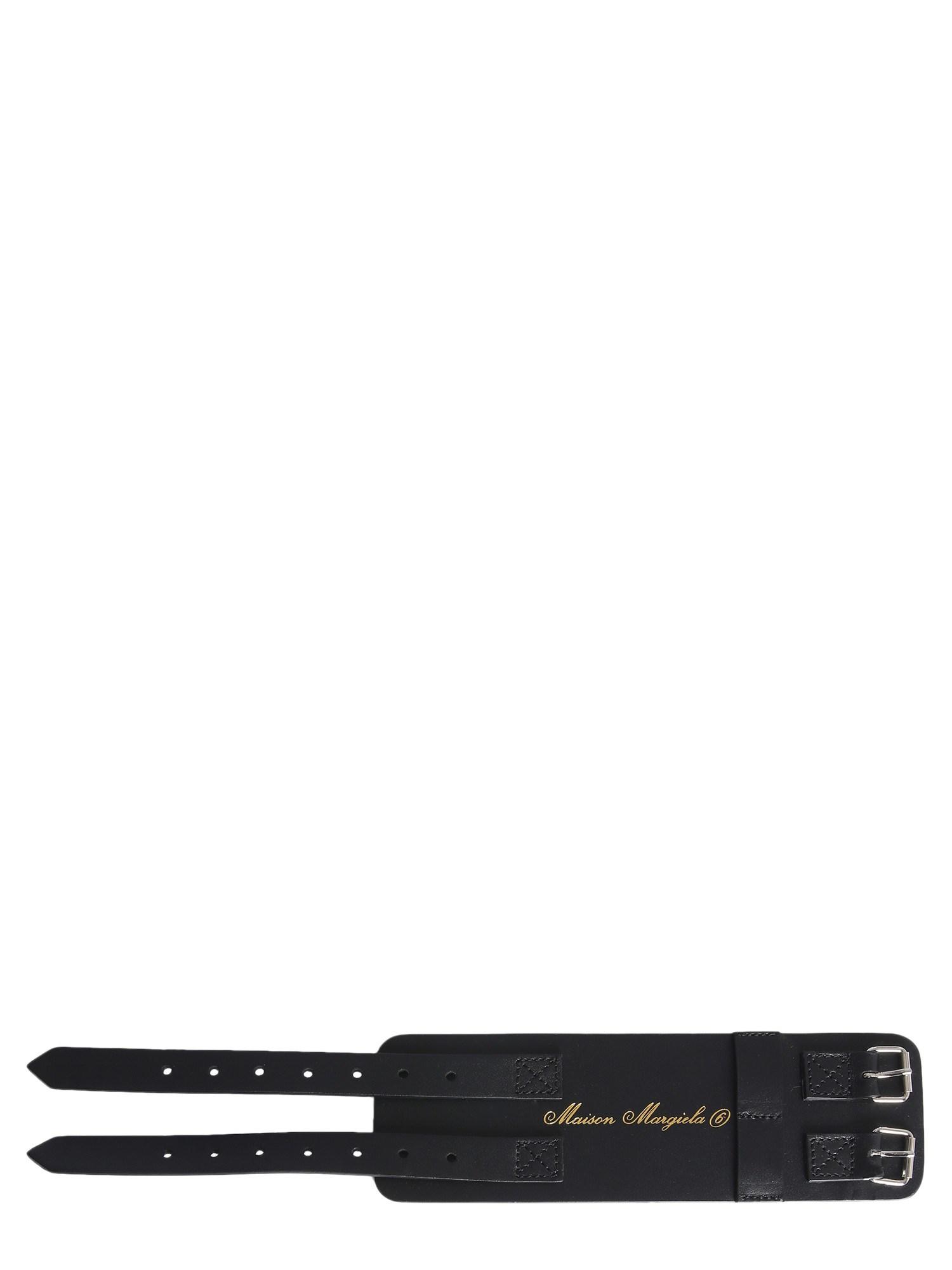 Lyst - MM6 by Maison Martin Margiela Band Leather Bracelet in Black