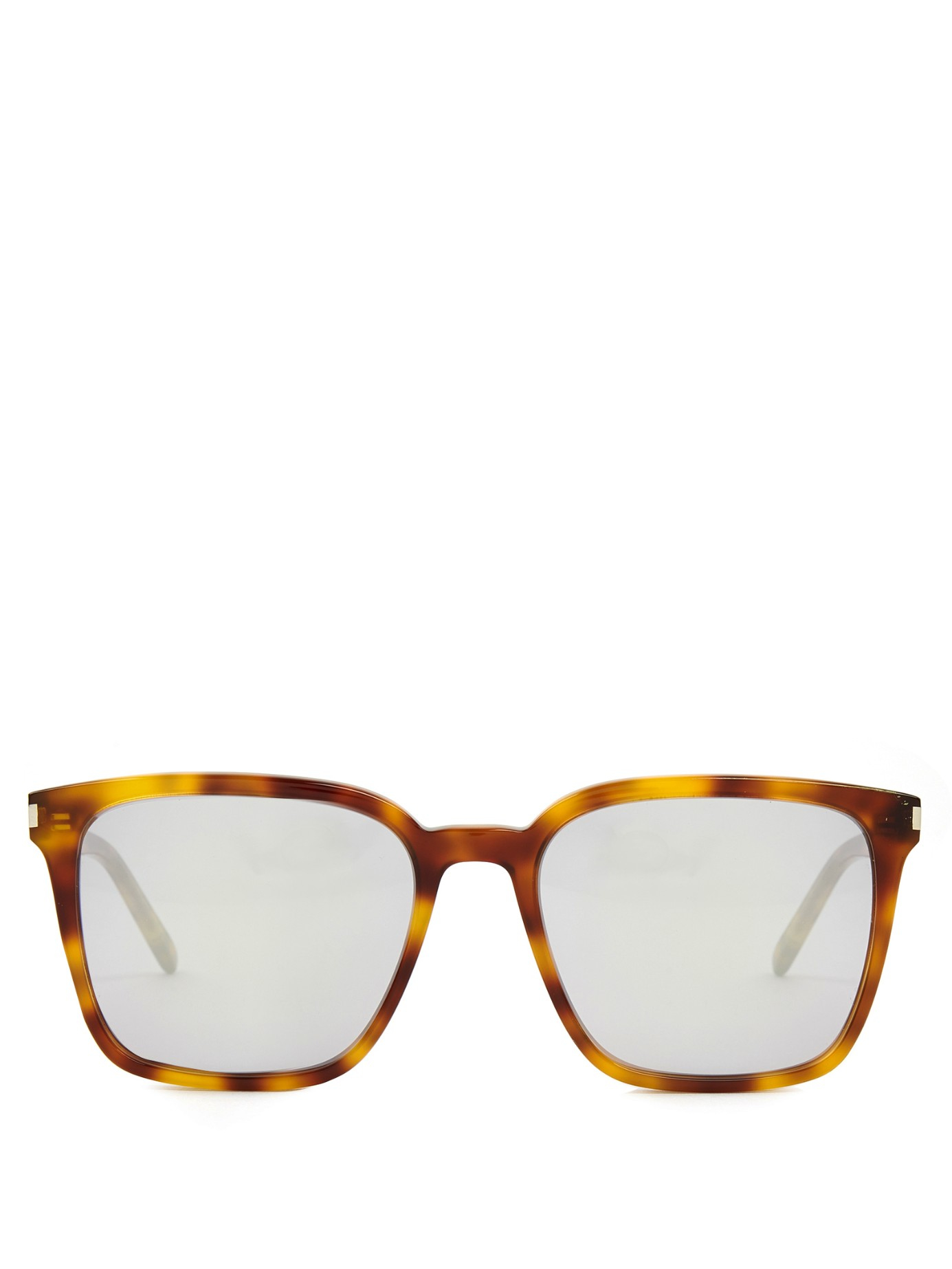 Lyst Saint Laurent Square Frame Mirrored Acetate Sunglasses In Brown