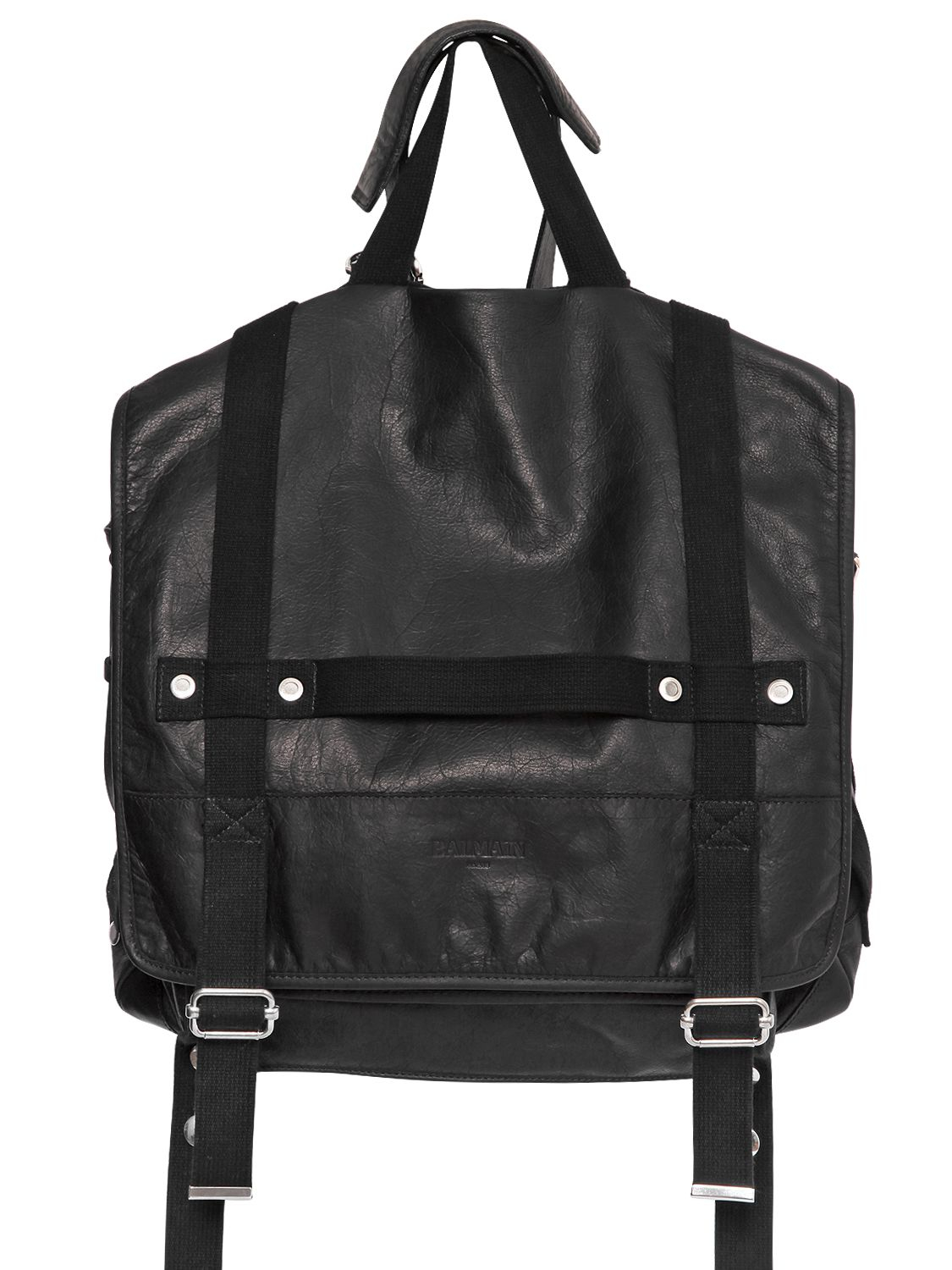 Balmain Convertible Leather Backpack in Black for Men - Lyst