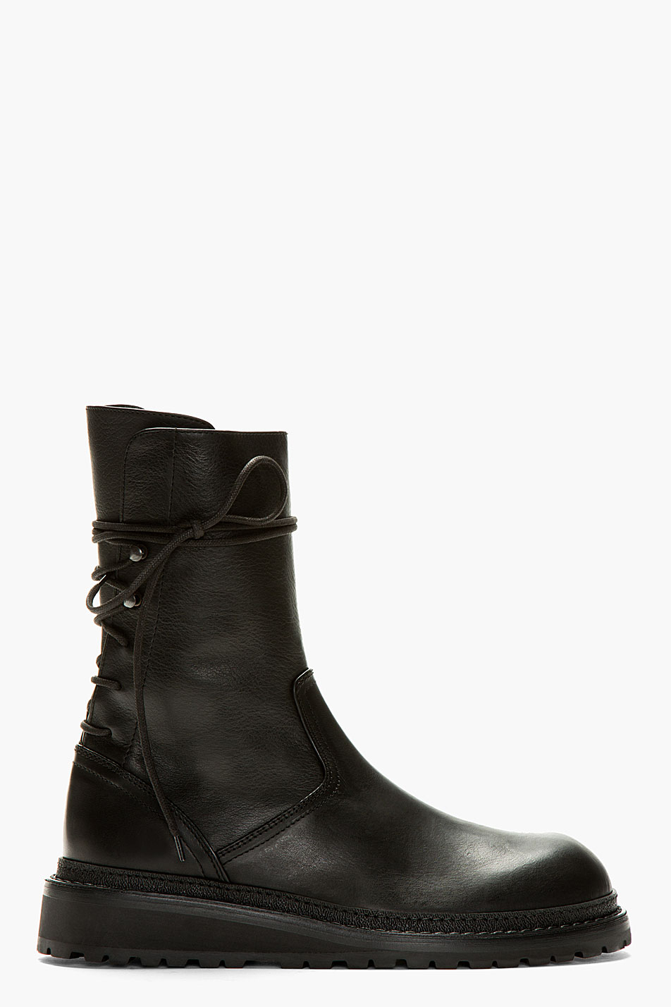 Ann Demeulemeester Black Leather Tall Ankle Lace_up Boots in Black for ...