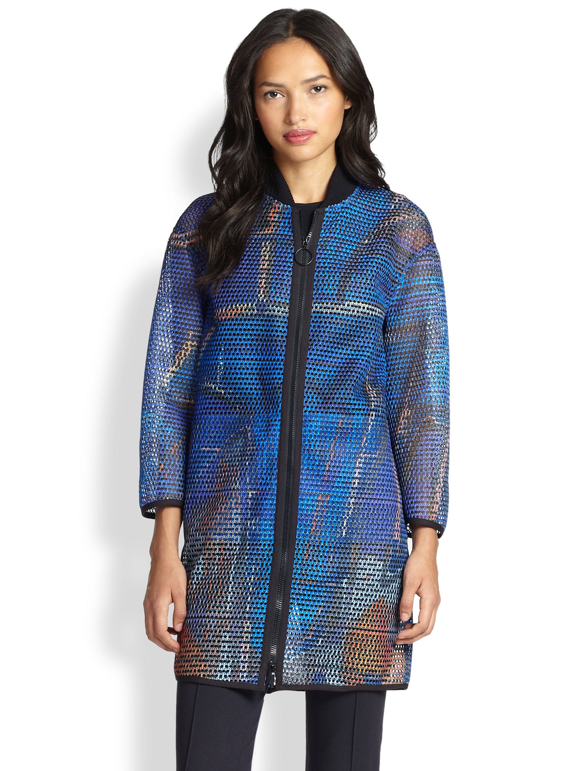 Lyst - Akris Punto Graffitiprint Oversized Jacket in Blue