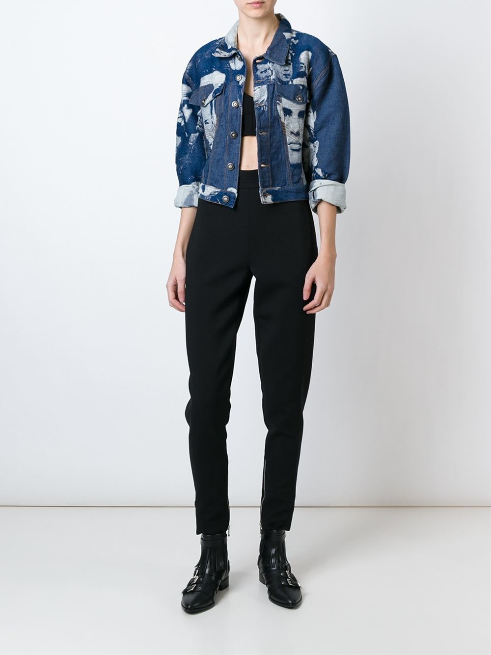 Lyst - Jean Paul Gaultier Face Jacquard Denim Jacket in Blue