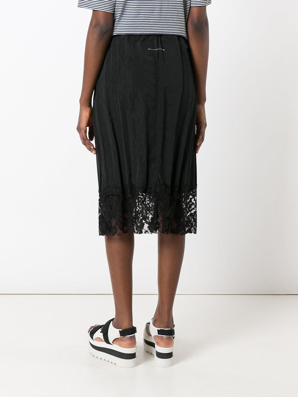 Lyst - MM6 by Maison Martin Margiela Lace-trim Skirt in Black
