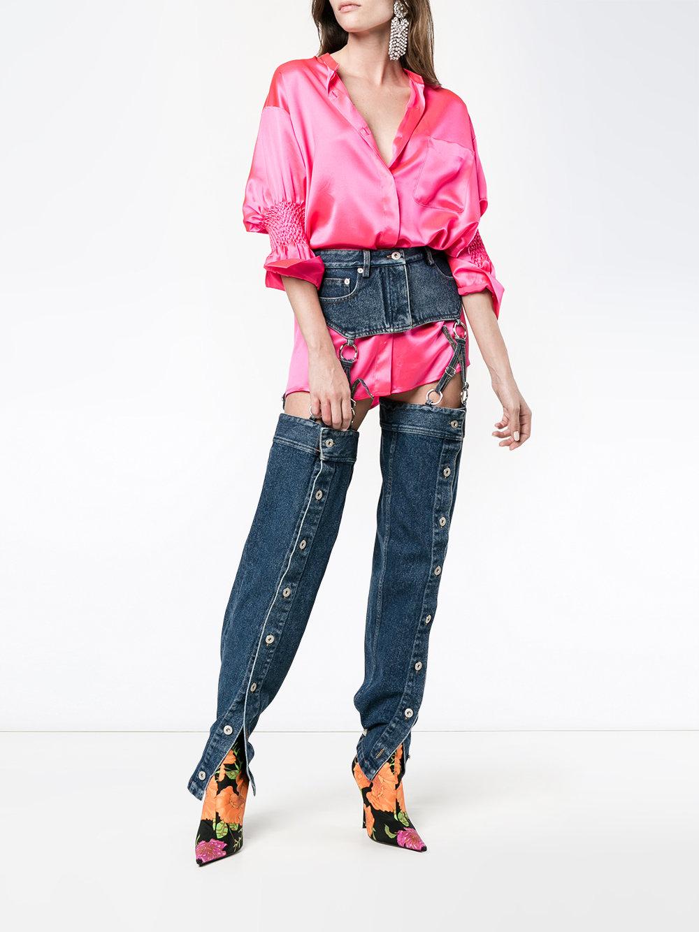 Lyst - Y. Project - High Waisted Denim Chaps - Women - Cotton - 36 in Blue