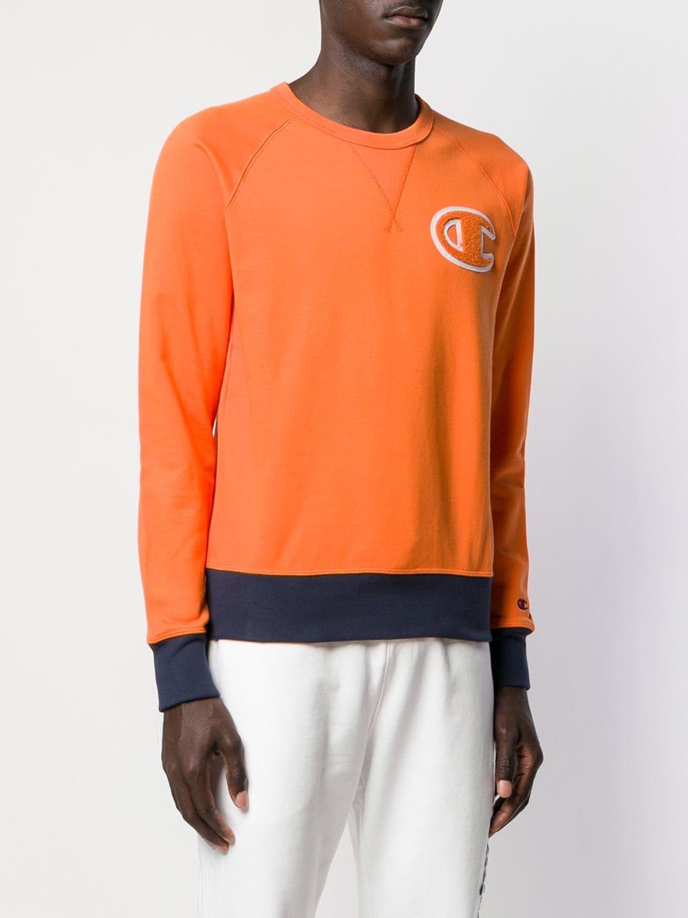 Champion Crew Neck Sweatshirt in Orange for Men - Lyst