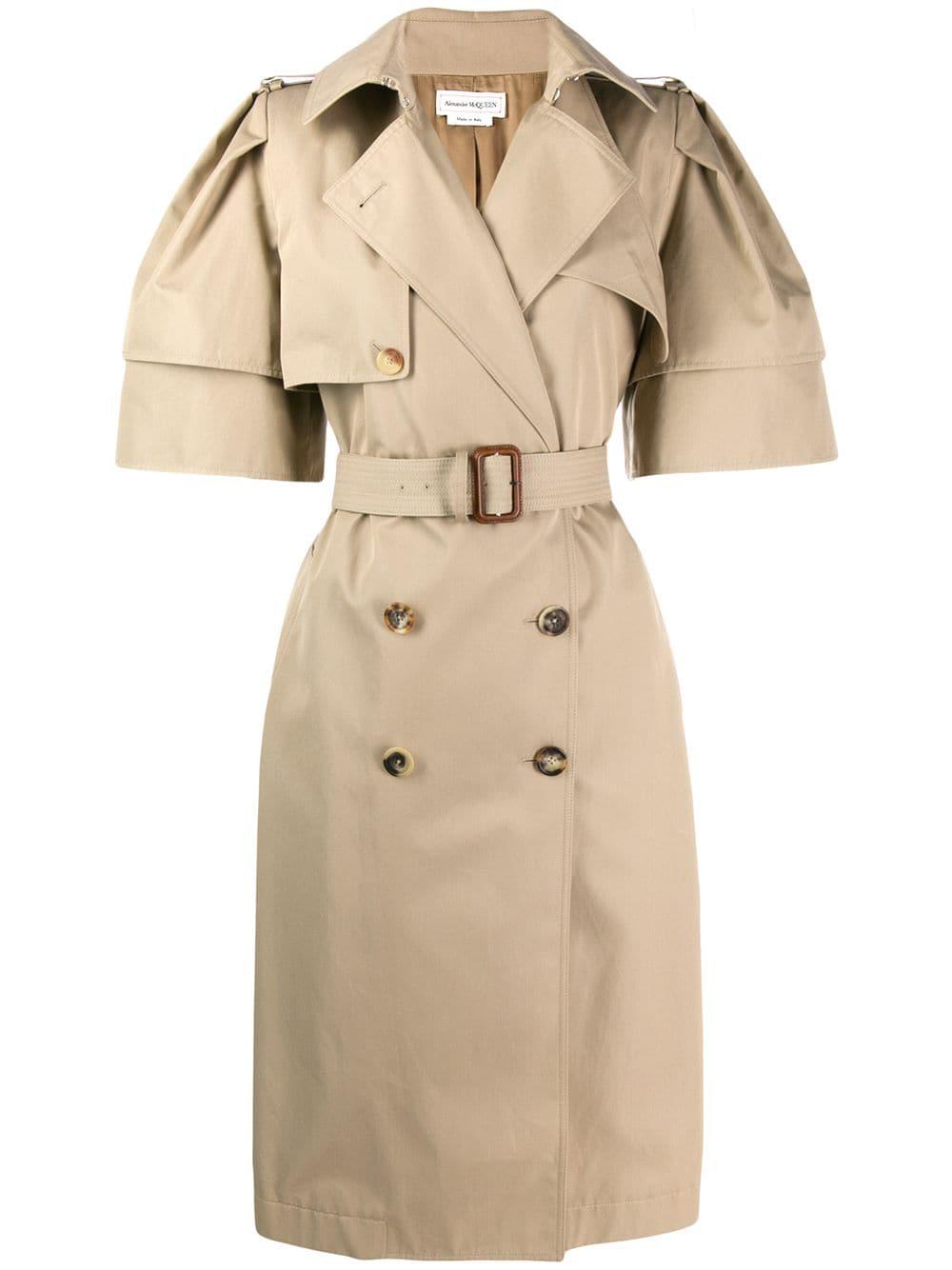 Alexander McQueen Wild Short Sleeve Trench Coat in Natural - Lyst