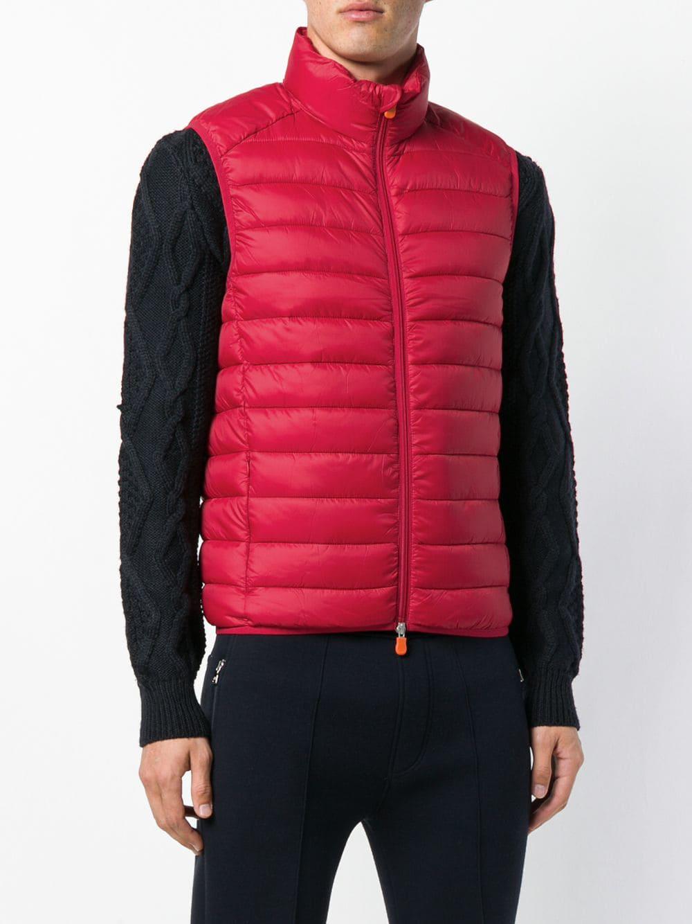 Save The Duck Padded Waistcoat in Red for Men - Lyst