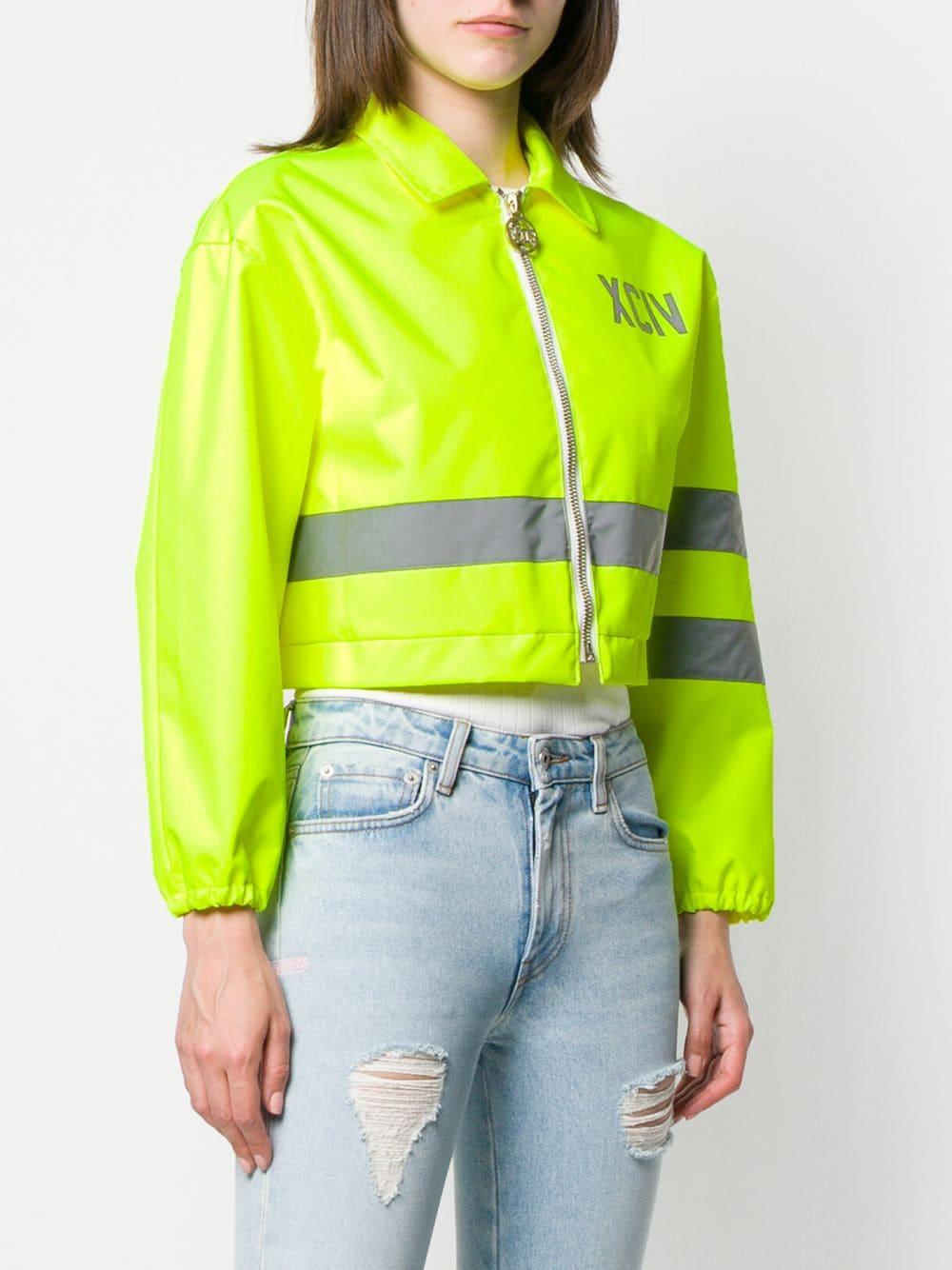 Gcds Cropped Reflective Panel Jacket in Green - Lyst