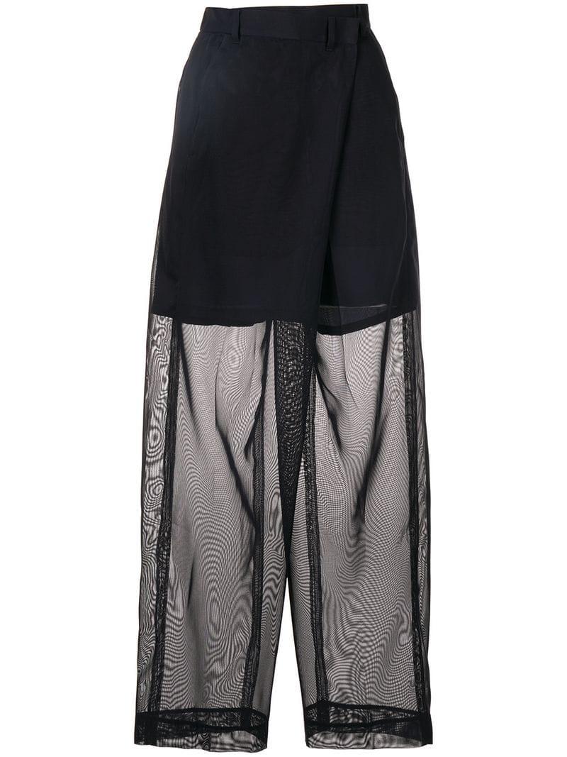Toga Sheer Straight Leg Trousers in Blue - Lyst