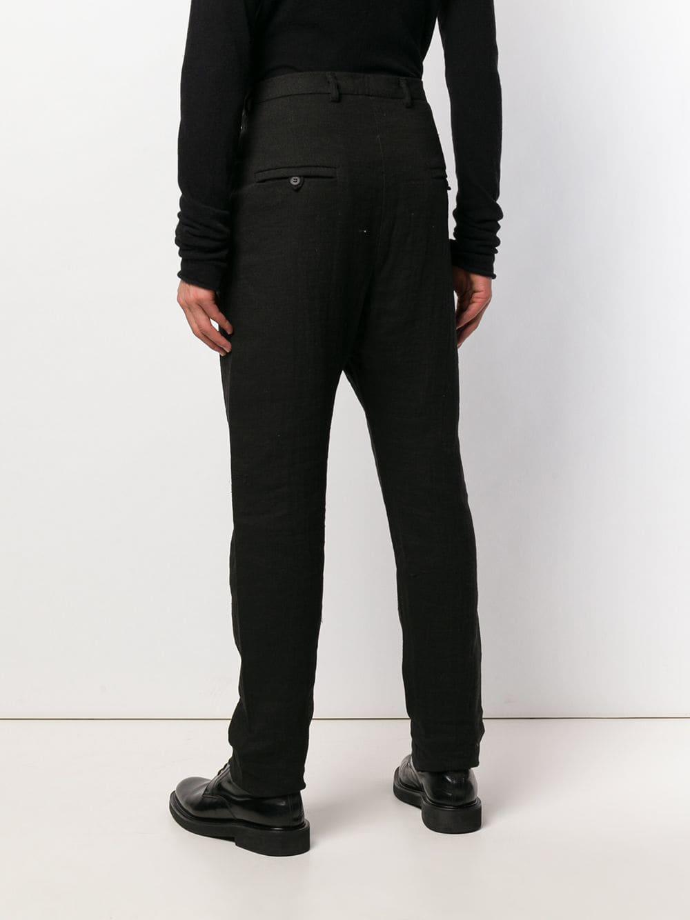Poeme Bohemien Linen Drop Crotch Trousers in Black for Men - Lyst
