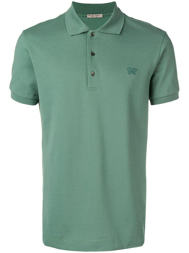 Lyst - Bottega Veneta Logo Polo Shirt in Green for Men
