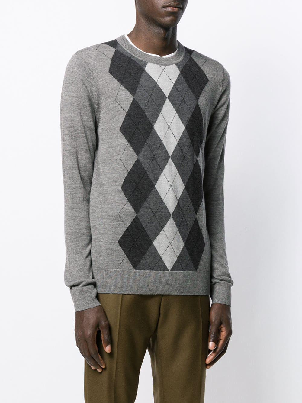 Pringle of Scotland Wool Argyle Fine Knit Sweater in Grey (Gray) for ...
