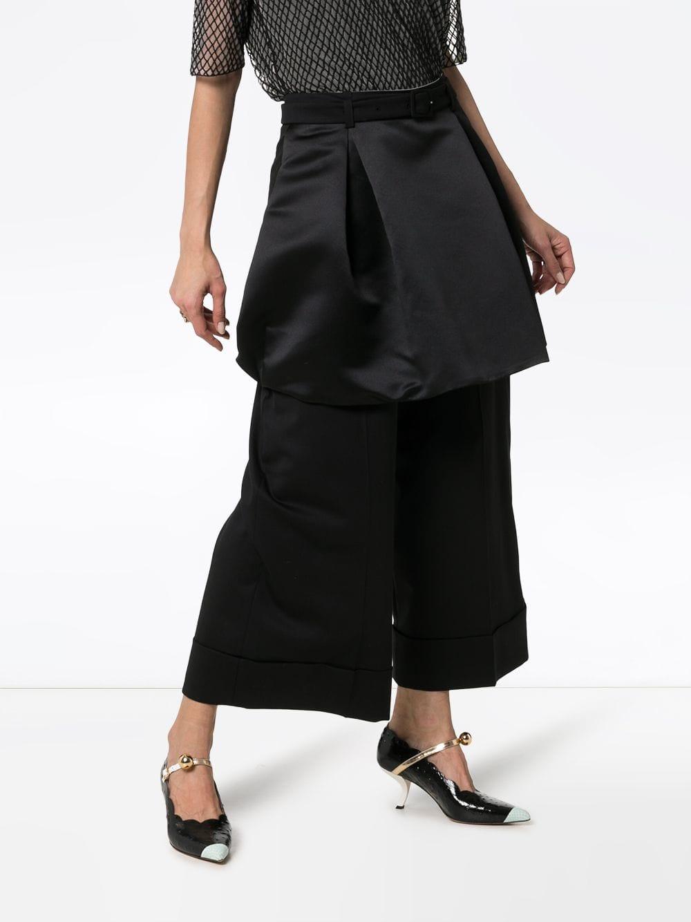 Lyst - Simone Rocha Belted Peplum Waist Cropped Trousers in Black